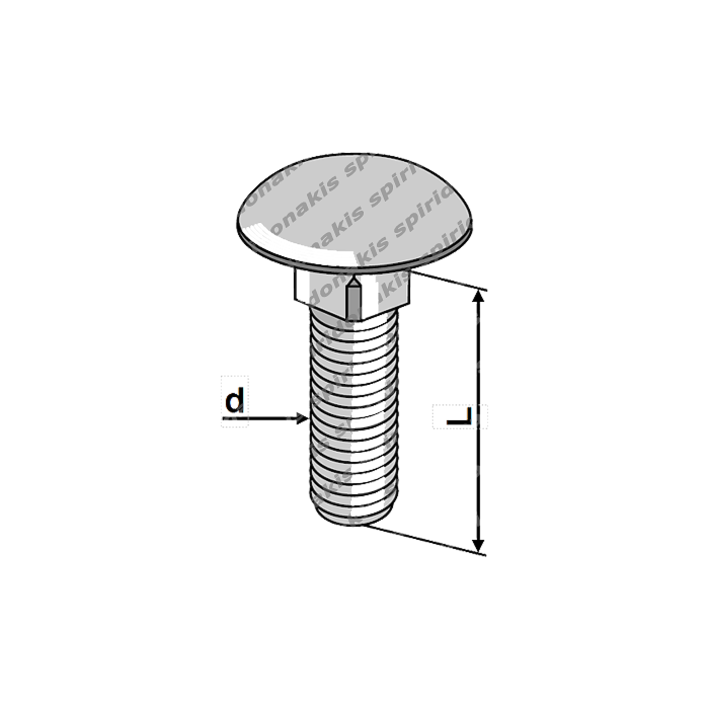 DIN 603 : 940310025 Carriage Bolt DIN 603 4.8 M10x25 with ...
